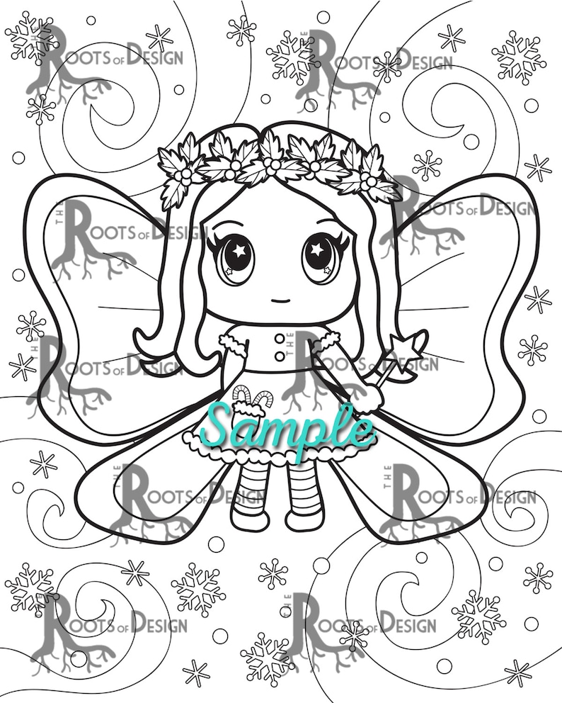 INSTANT DOWNLOAD Cute Chibi Christmas Fairy Page Print doodle | Etsy