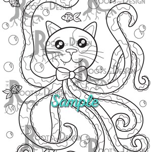 INSTANT DOWNLOAD Coloring Page - Cat-a-pus Coloring-cat Octopus ...