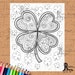 INSTANT DOWNLOAD Coloring Page - Shamrock / Clover Print 5 Zentangle ...