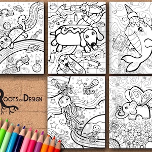 Instant Download- Whimsical Fun Coloring Bundle - Coloring Page or ...