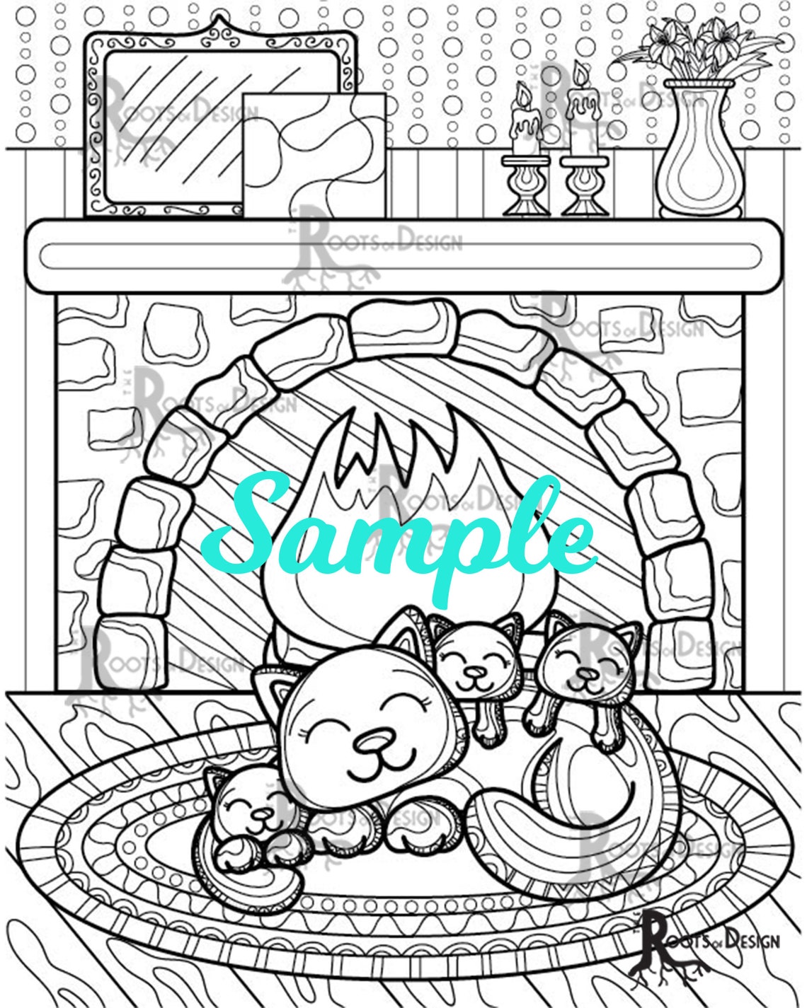 Instant Download Cozy Fireplace Animals Coloring Bundle - Etsy