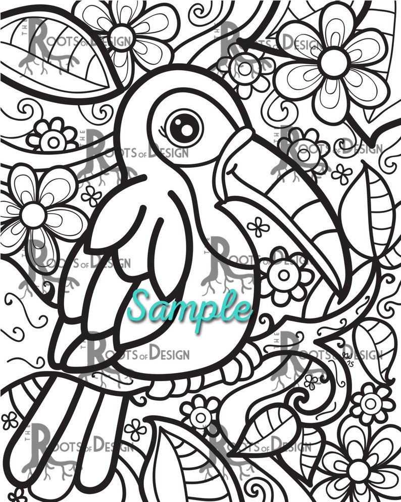 INSTANT DOWNLOAD Coloring Page Toucan Art Print Zentangle - Etsy