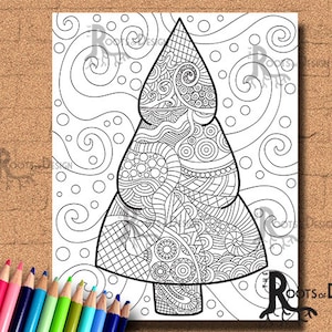 Instant Download- Printable Christmas Zentangle Inspired Tree / Holiday ...