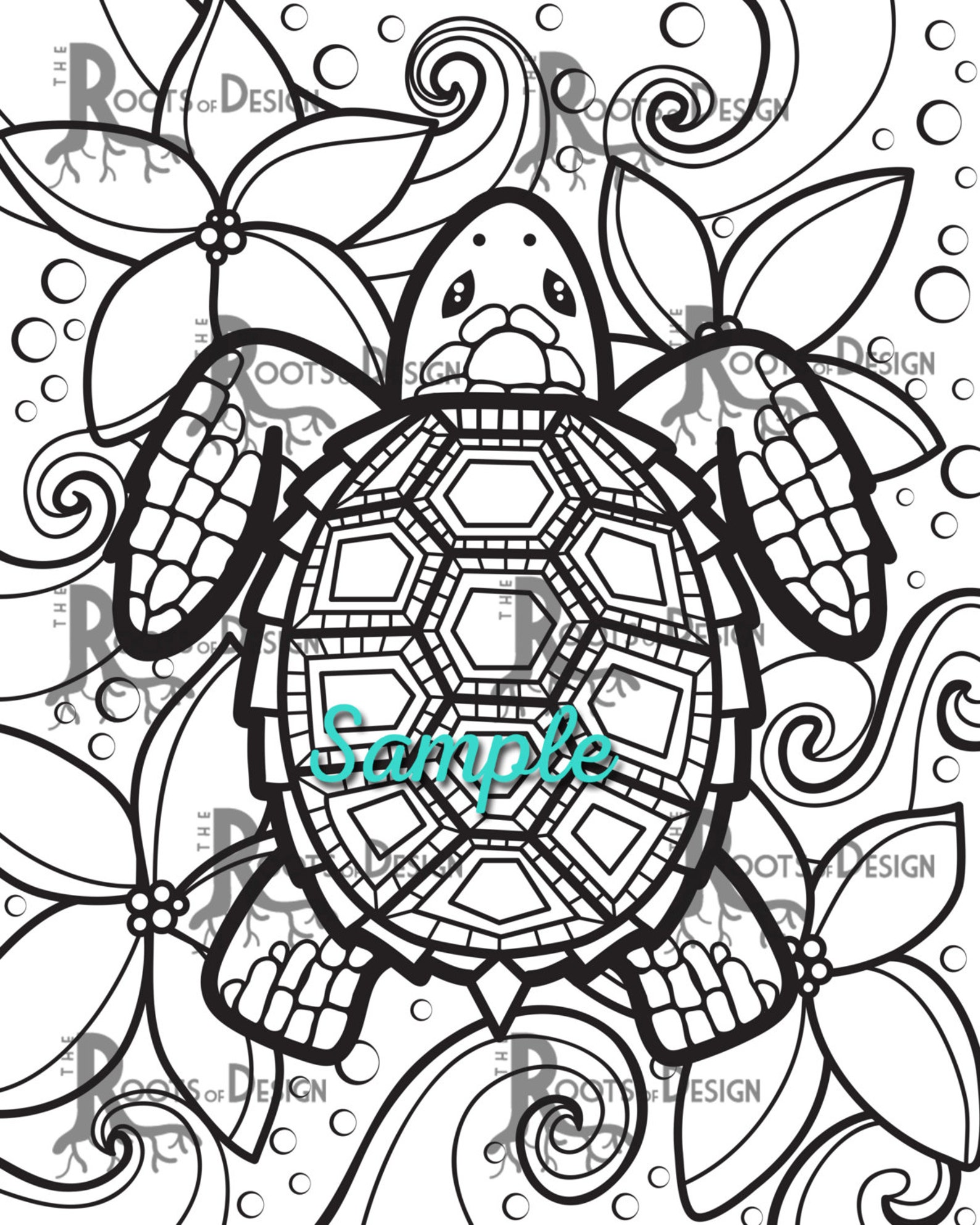INSTANT DOWNLOAD Coloring Page Turtle Zentangle Inspired - Etsy