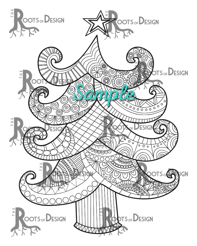 Instant Download- Printable Christmas Zentangle Inspired Christmas Tree ...