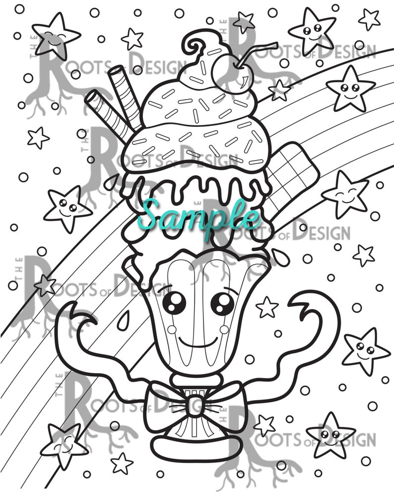 INSTANT DOWNLOAD Coloring Sundae Art Coloring Page Print - Etsy