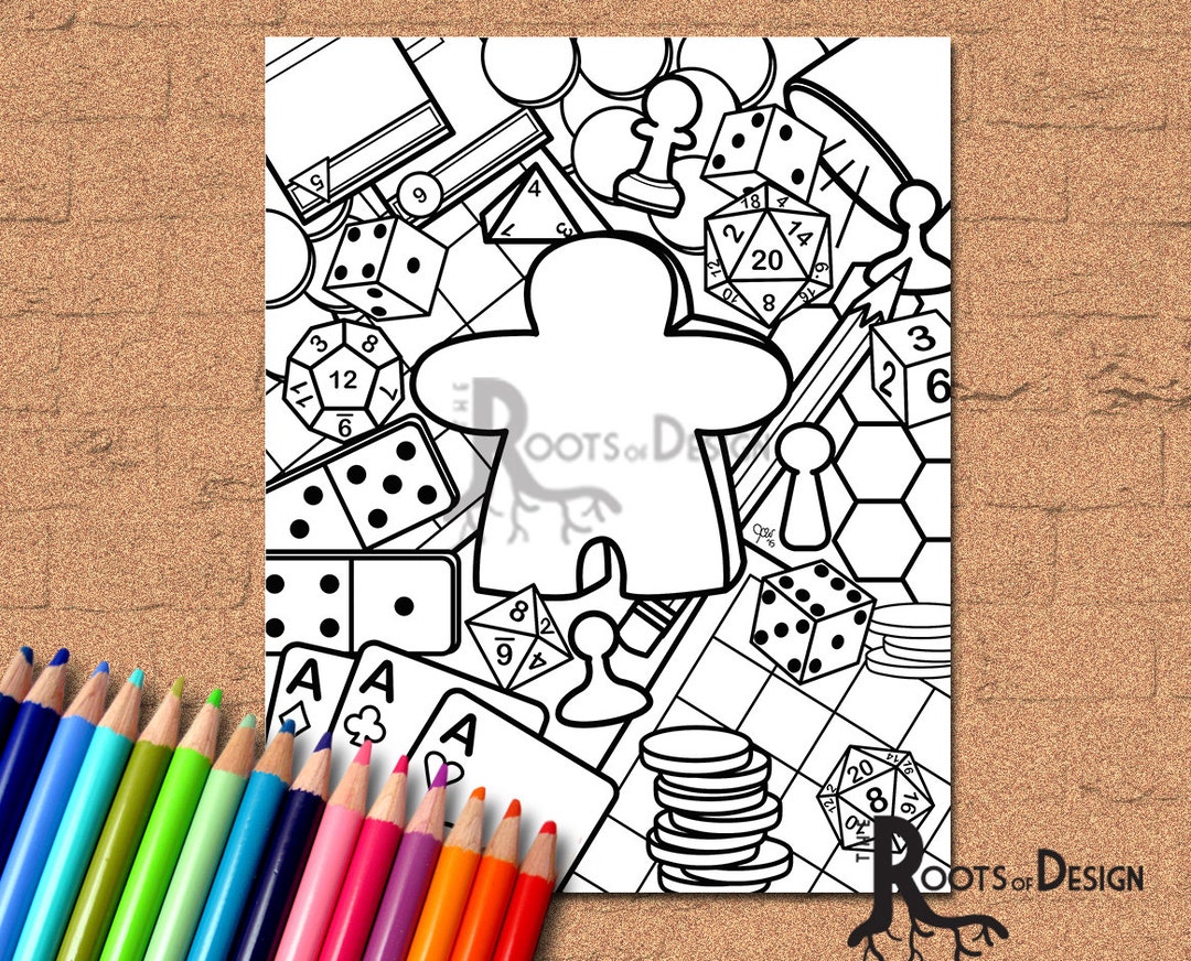 INSTANT DOWNLOAD Coloring Page - Tabletop Gaming Coloring Print, Doodle ...