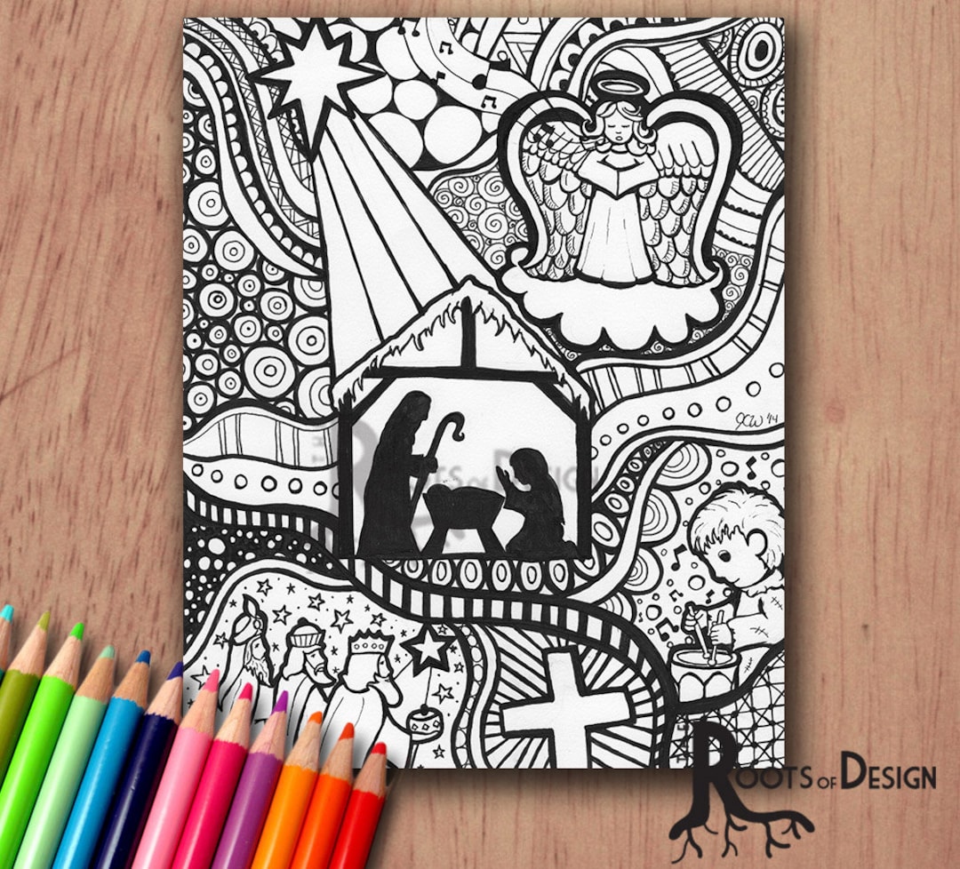 Instant Download- Printable Christmas Zentangle Inspired Nativity Scene ...