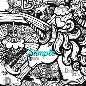 INSTANT DOWNLOAD Coloring Page - Unicorn Art Print Zentangle Inspired ...