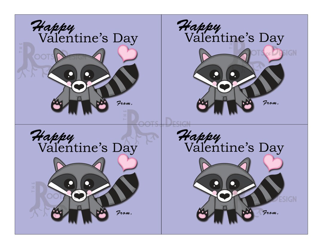 Instant Download- Cute Raccoon Valentine Classroom Cards - Great for ...