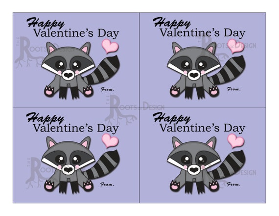 Instant Download Cute Raccoon Valentine Classroom Cards | Etsy