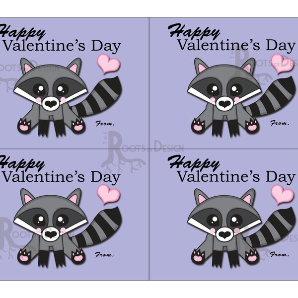 Raccoon Valentine Printable - Etsy