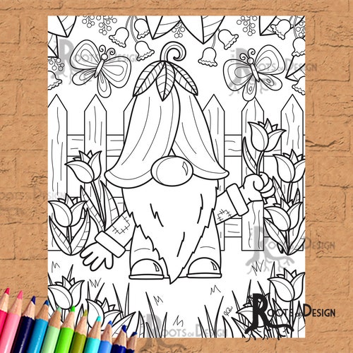 Love Gnome Coloring Page Instant Download Coloring Sheet - Etsy
