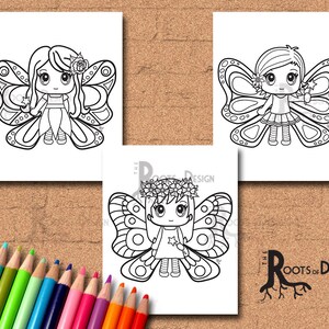 Instant Download- Chibi Fairy Coloring Page Bundle - Coloring Page or ...
