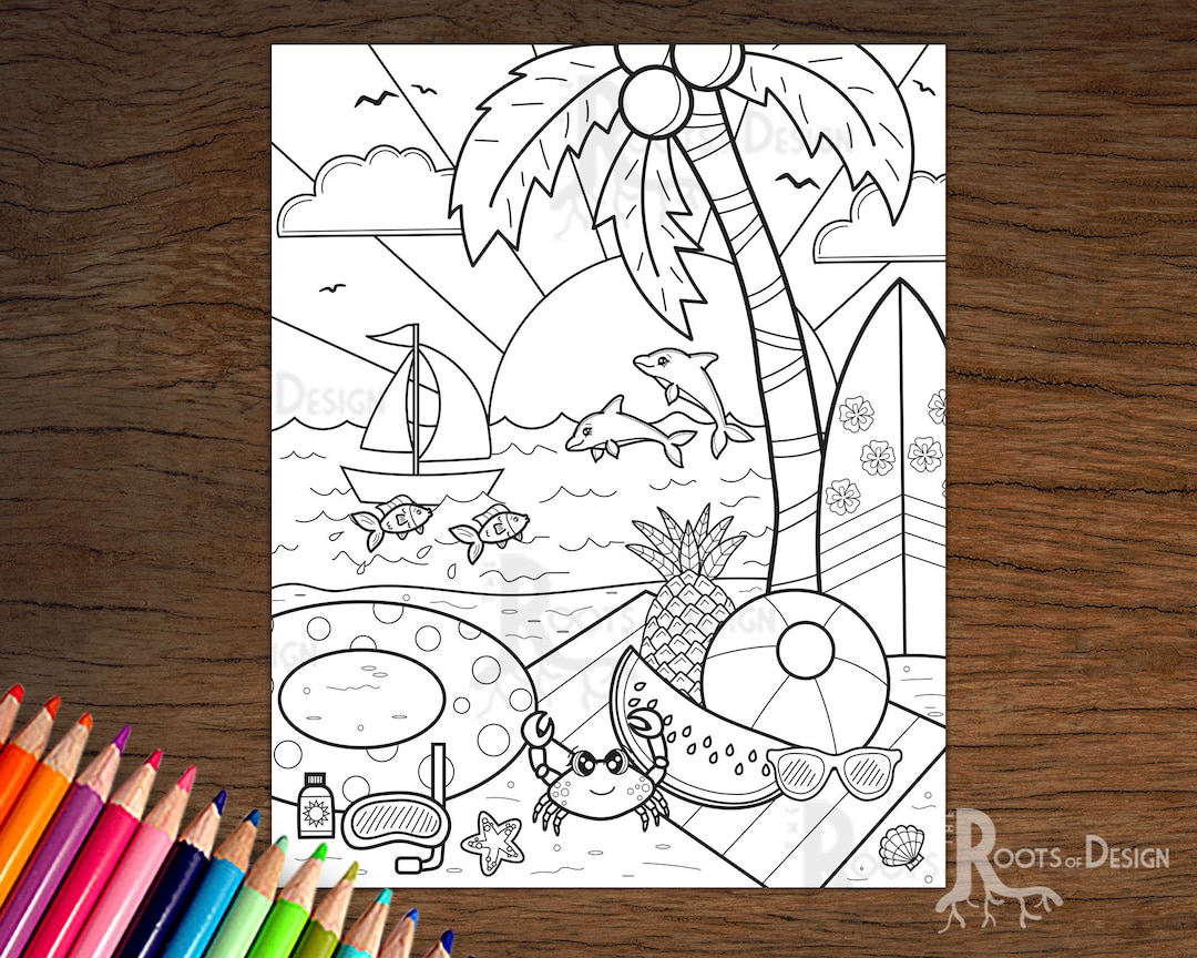 INSTANT DOWNLOAD Coloring Page - Summer Fun 4, Doodle Art, Printable - Etsy