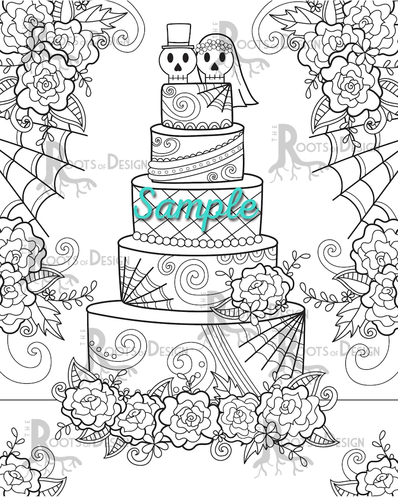 INSTANT DOWNLOAD Coloring Page Halloween Wedding Coloring | Etsy