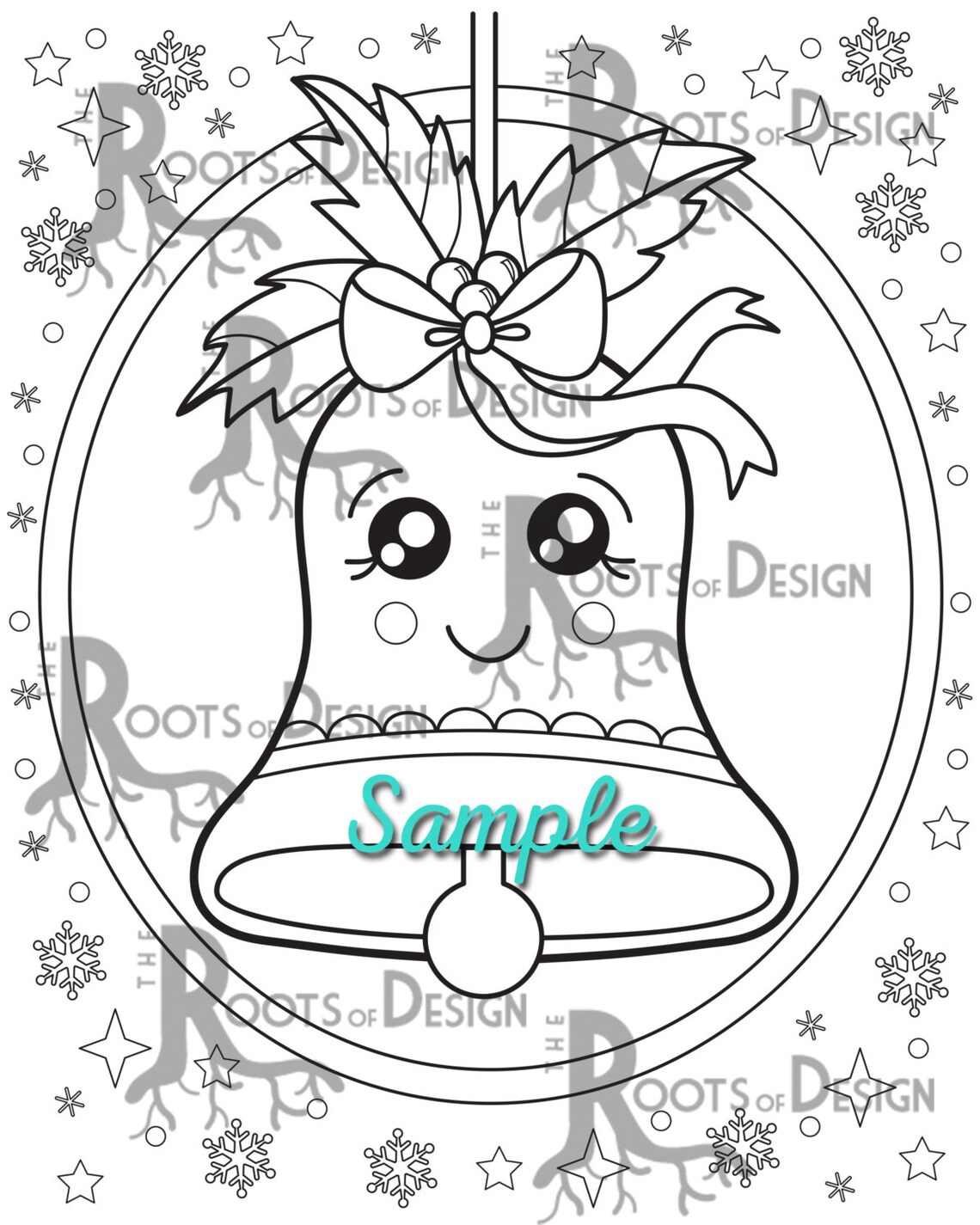 INSTANT DOWNLOAD Cute Christmas Bell Page Print Doodle Art | Etsy