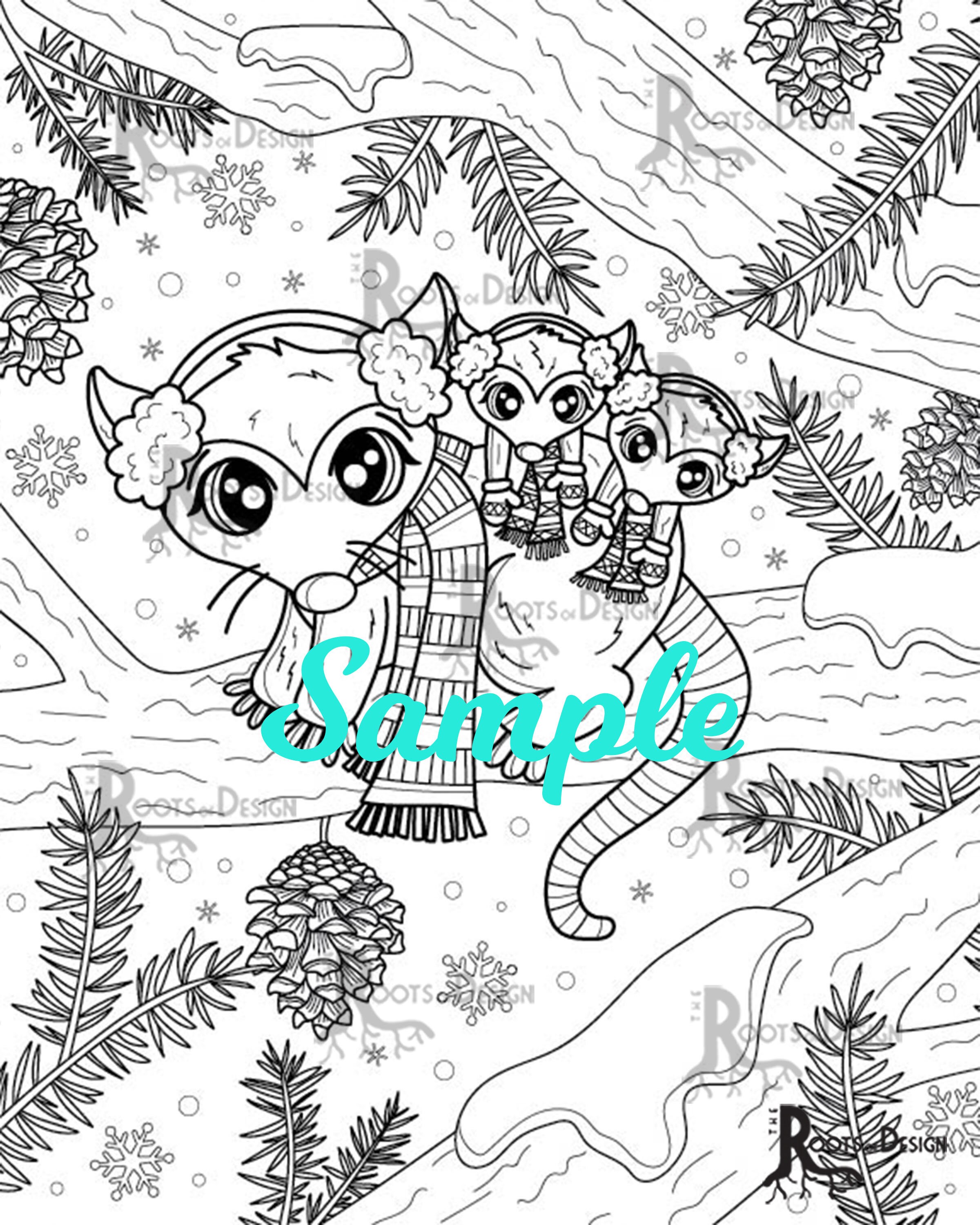 INSTANT DOWNLOAD Coloring Page - Winter Forest Animals Coloring Bundle ...