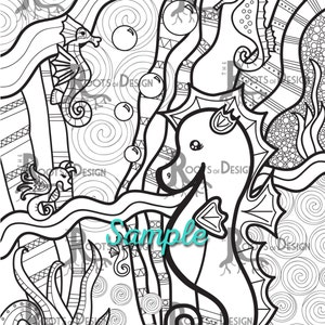 INSTANT DOWNLOAD Coloring Page - Seahorse Art Print Zentangle Inspired ...