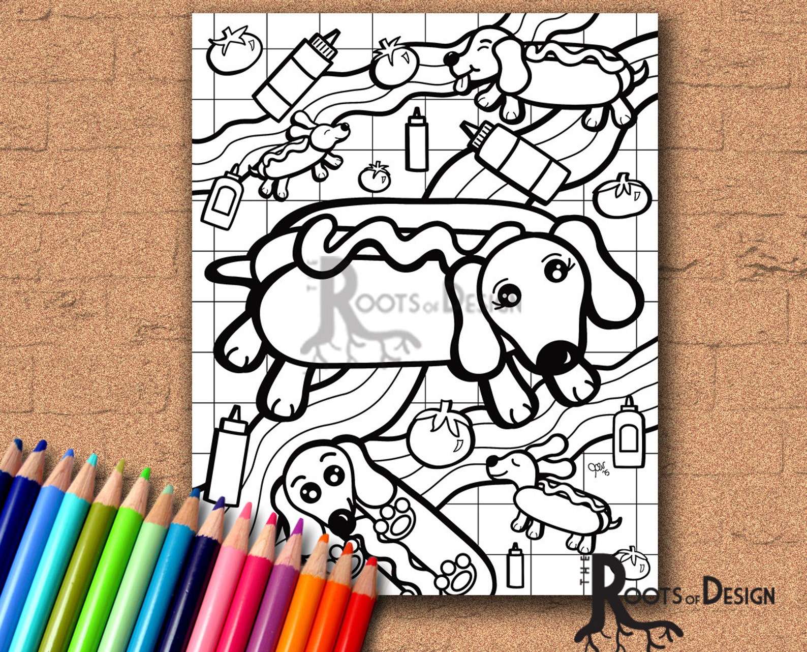 INSTANT DOWNLOAD Coloring Page Hot Dog Dog on a Picnic - Etsy