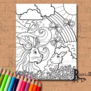 INSTANT DOWNLOAD Coloring Page - Lion Lamb Coloring. March Comes in ...