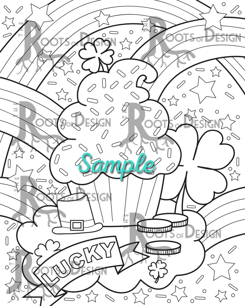 INSTANT DOWNLOAD Coloring Page Clover Cupcake Print | Etsy