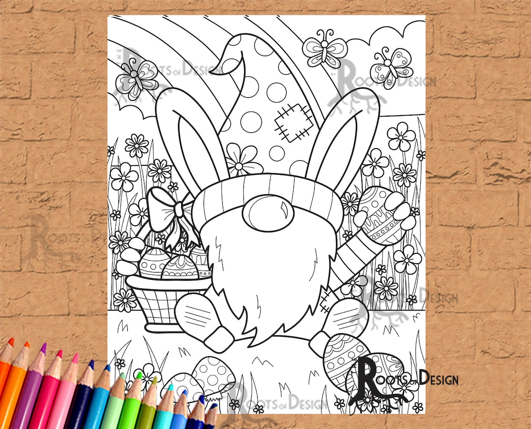 INSTANT DOWNLOAD Coloring Page - Easter Bunny Gnome Bundle Print ...