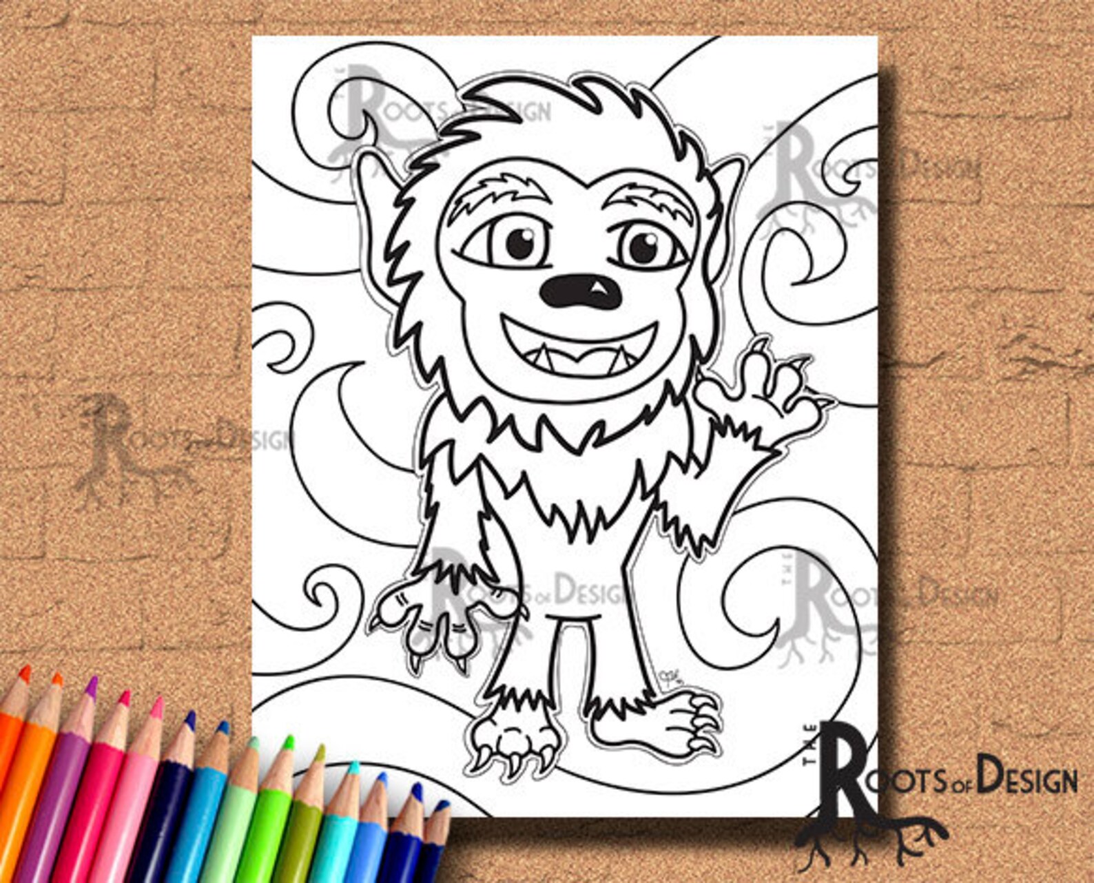 INSTANT DOWNLOAD Happy Wolfman Coloring Coloring Page Print - Etsy
