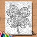 INSTANT DOWNLOAD Coloring Page - Shamrock / Clover Print 3 Zentangle ...