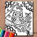 INSTANT DOWNLOAD Coloring Page - Cute Owl Zentangle Inspired, Doodle ...