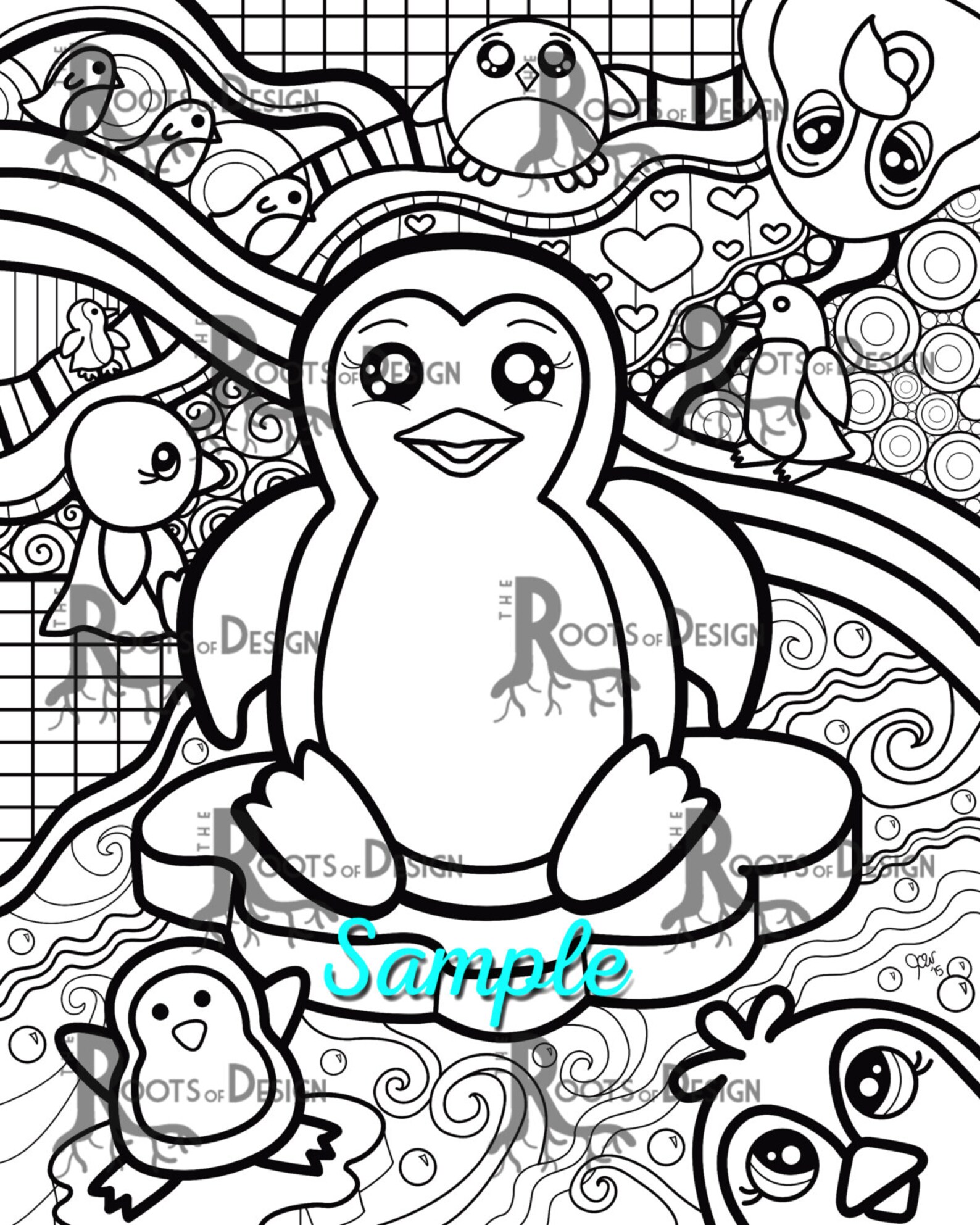INSTANT DOWNLOAD Coloring Page Penguin Coloring Print doodle | Etsy