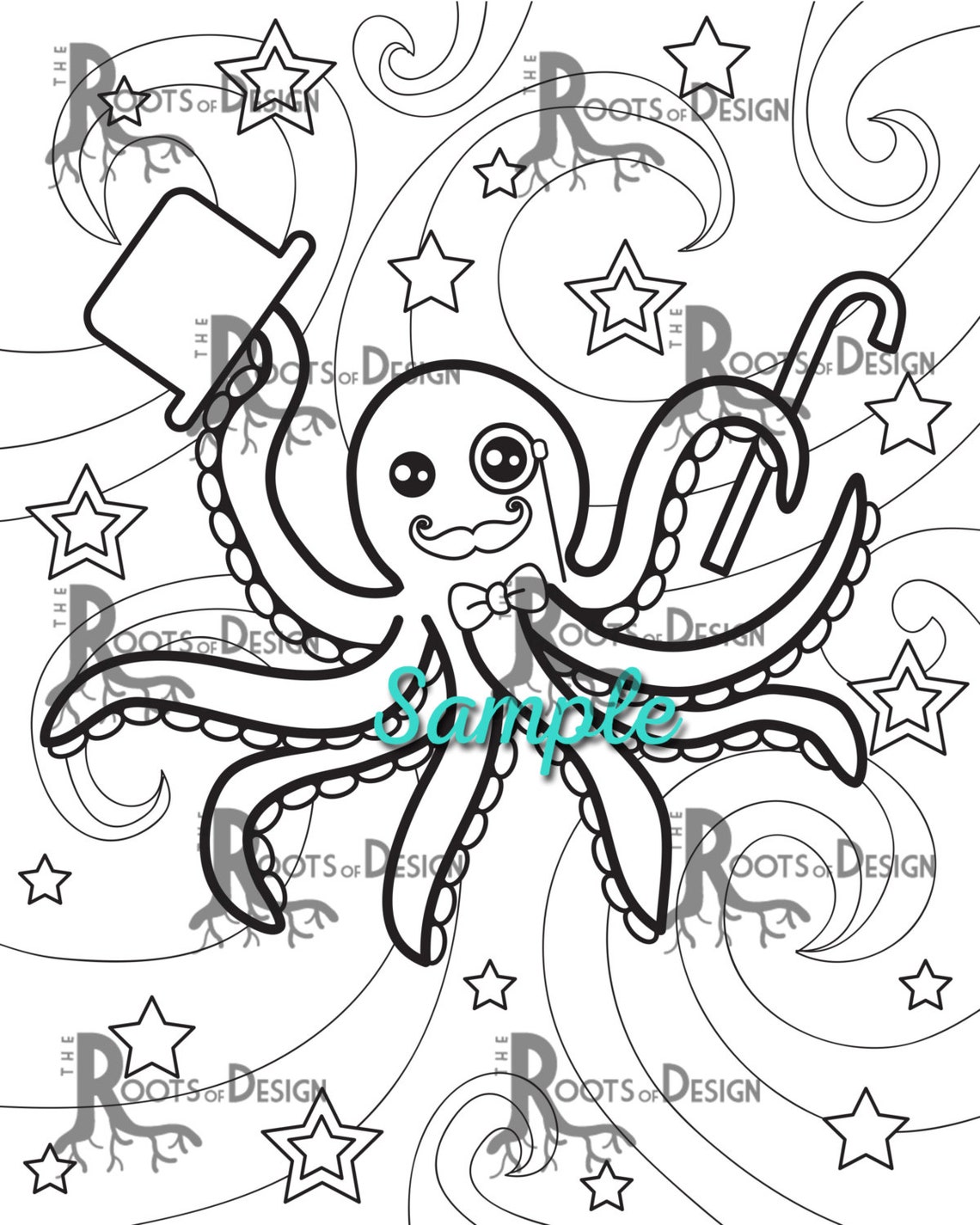 INSTANT DOWNLOAD Coloring Page Octopus With a Top Hat Art | Etsy