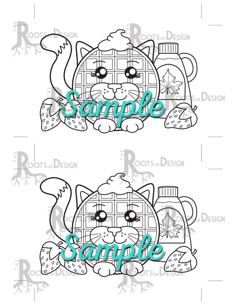 INSTANT DOWNLOAD Coloring Postcard Page Cute Waffle Cat - Etsy