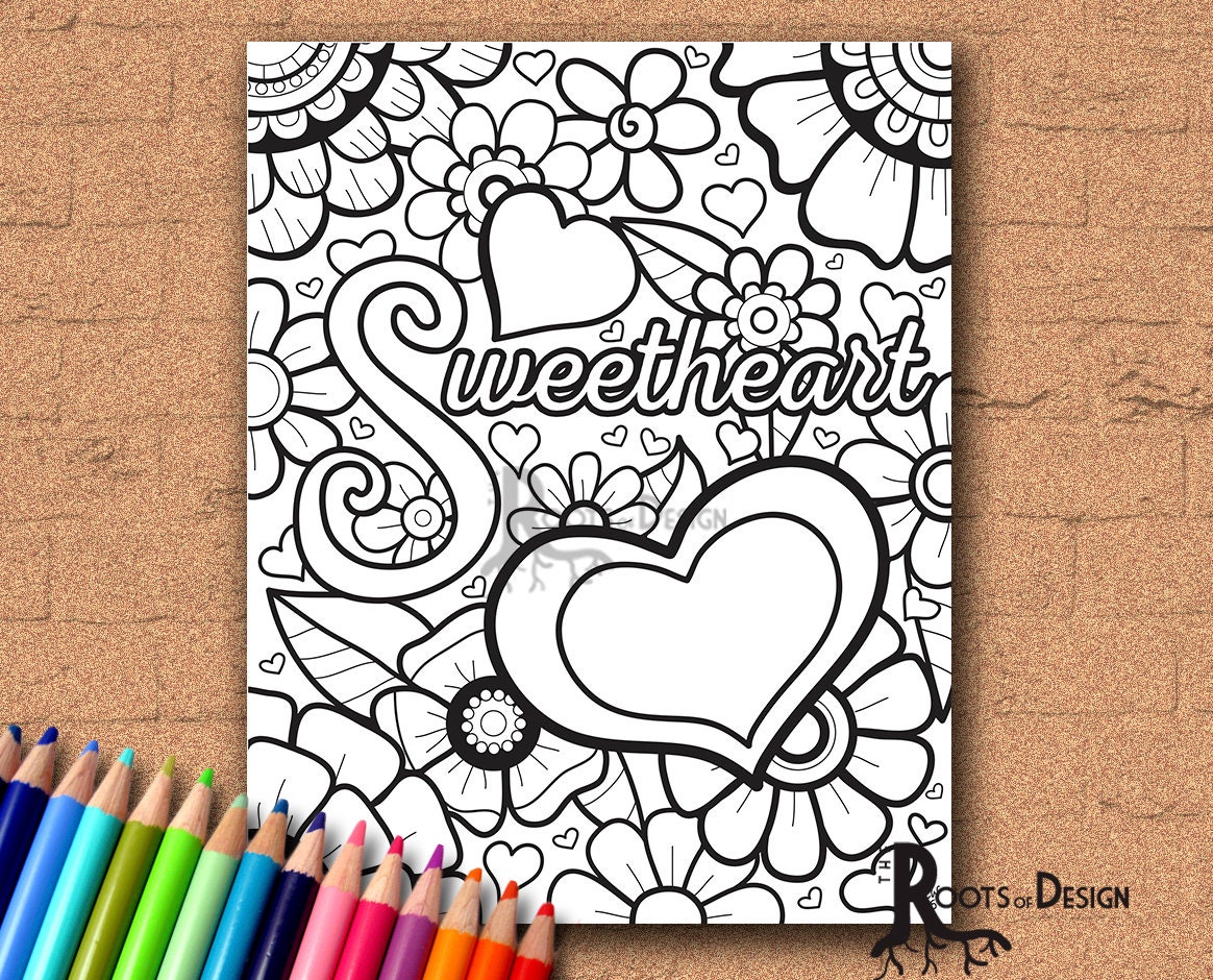 INSTANT DOWNLOAD Coloring Page Sweetheart Coloring Print - Etsy