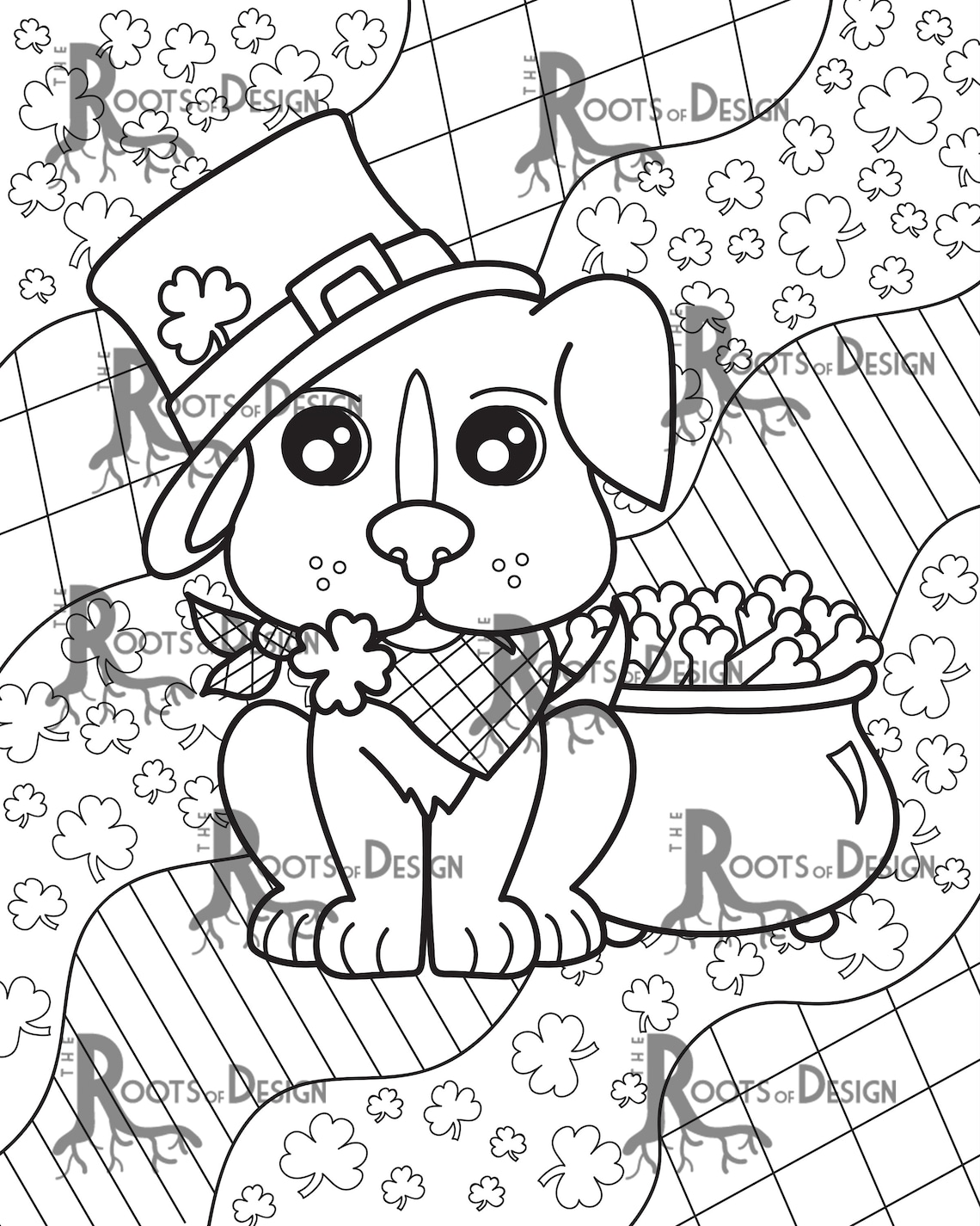 INSTANT DOWNLOAD Coloring Page - St Patrick's Day Shamrock Dog Inspired ...