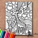 INSTANT DOWNLOAD Coloring Page Giraffe Art Print Zentangle - Etsy