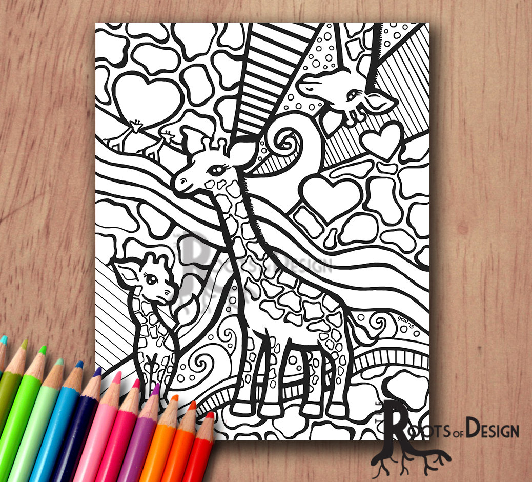 INSTANT DOWNLOAD Coloring Page Giraffe Art Print Zentangle - Etsy