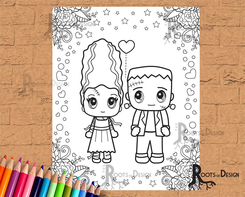 INSTANT DOWNLOAD Coloring Page - Halloween Wedding Coloring Pack ...