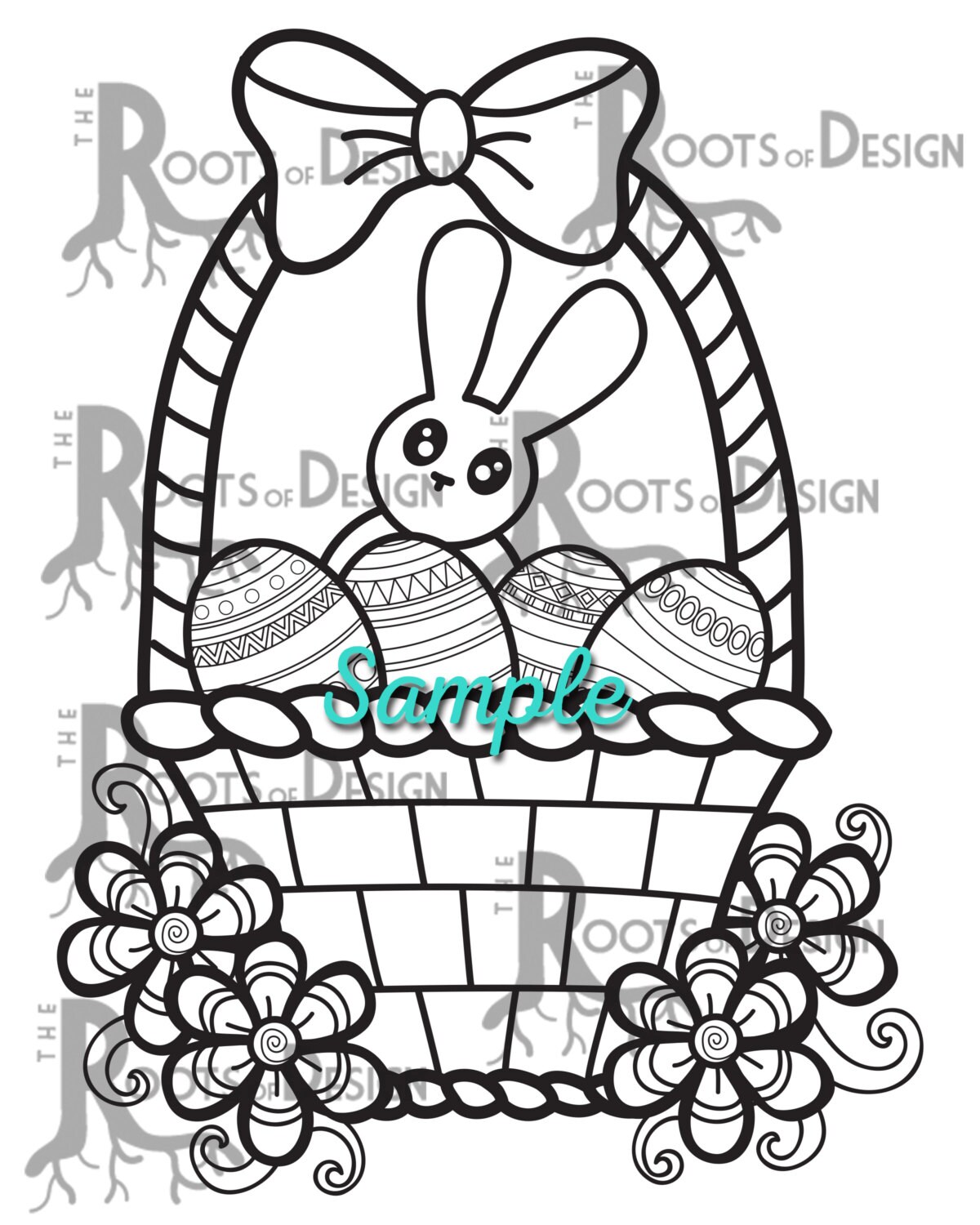 INSTANT DOWNLOAD Coloring Page - Easter Basket Print Zentangle Inspired ...