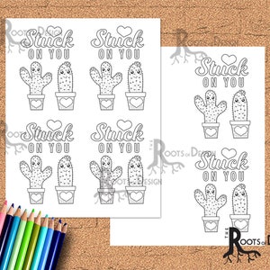 Instant Download- Cute Plant Cactus Succulent Card Bundle for Coloring ...