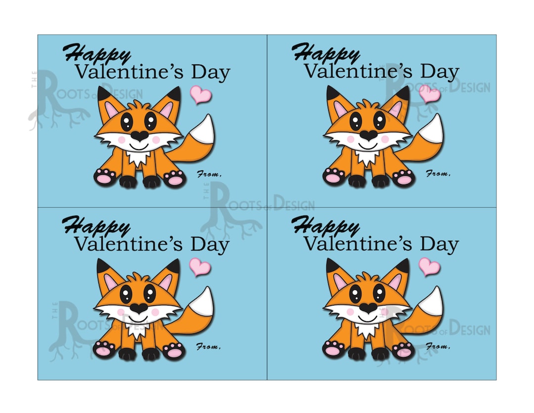 Instant Download- Cute Fox Valentine Classroom Cards - Great for ...