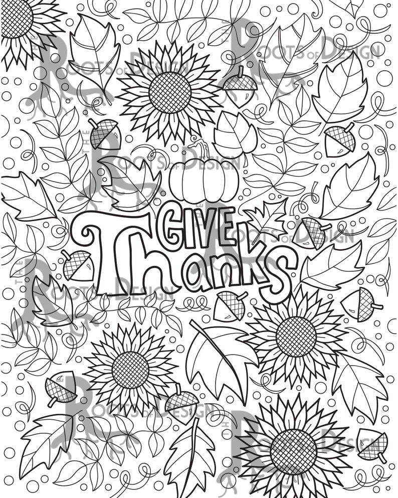 INSTANT DOWNLOAD Give Thanks Coloring Coloring Page Print | Etsy
