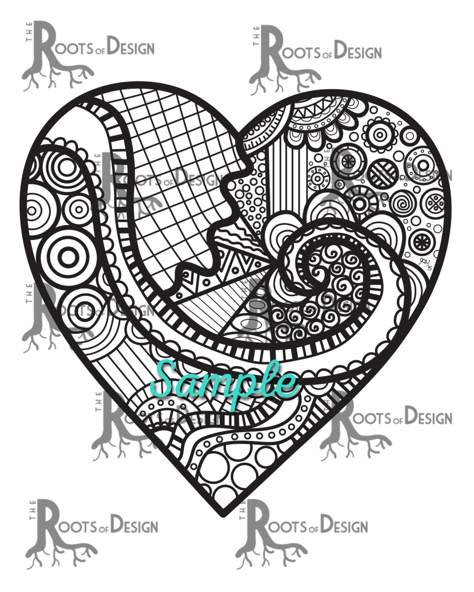 INSTANT DOWNLOAD Coloring Page Heart / Valentine's Day - Etsy