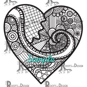 INSTANT DOWNLOAD Coloring Page - Heart / Valentine's Day Art Print ...