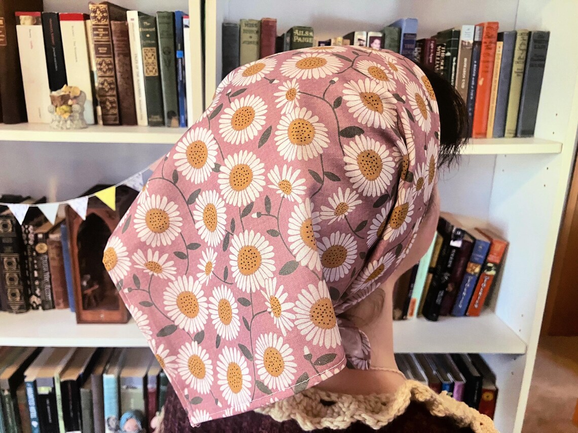 Purple Daisy Scarf Head Covering Headwrap Cottagecore Boho Hippie ...