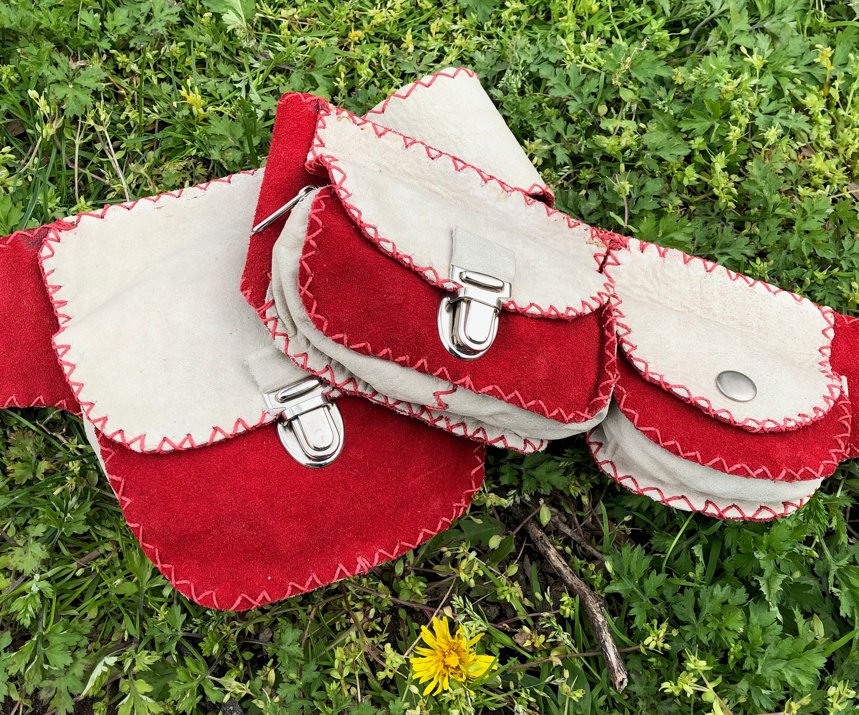 Triple Pouch Leather Belt Burning Man Belt Leather Utility Belt Waist ...