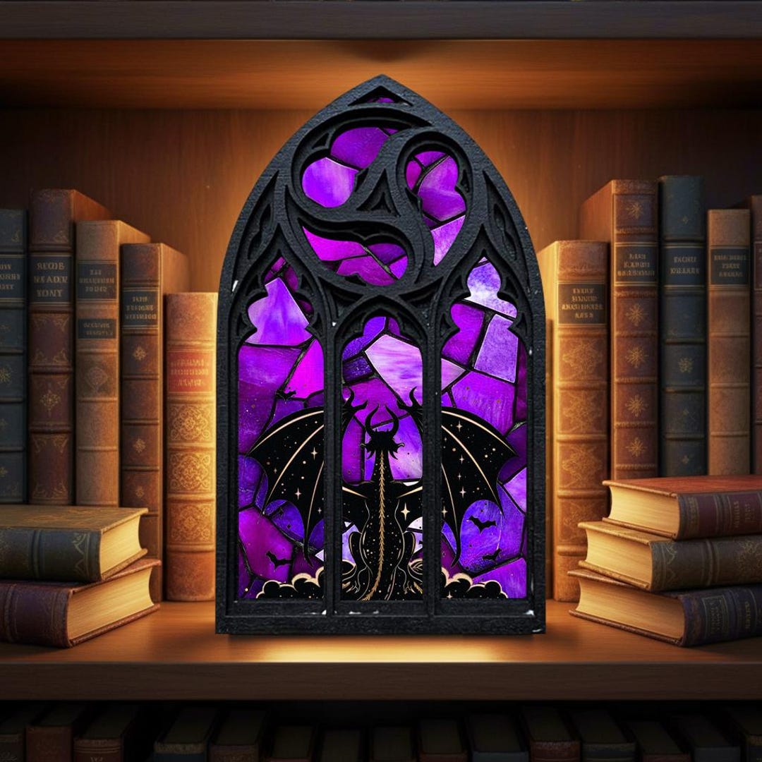 Fantasy Dragon Book Nook Insert – Four-wing Dragon Library Decor ...