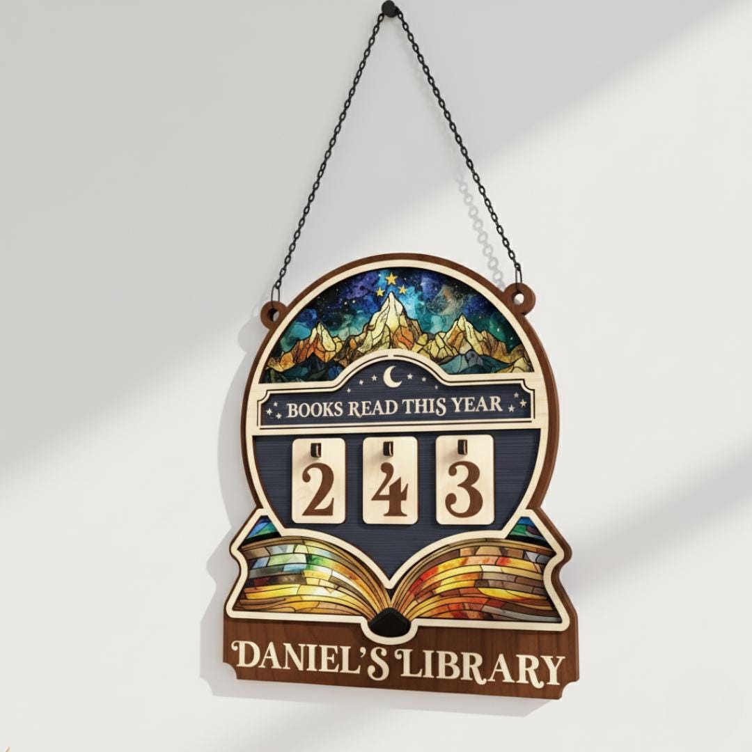 Personalized Wooden Books Read Tracker, Custom Library Sign - Etsy