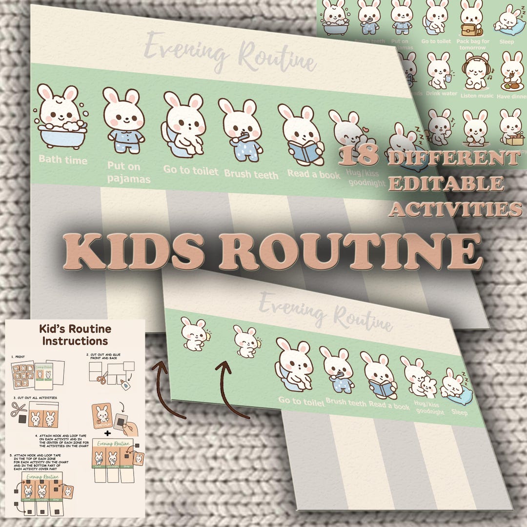 Printable Kids Routine Chart & Activity Cards 2 – Montessori Tool Daily ...