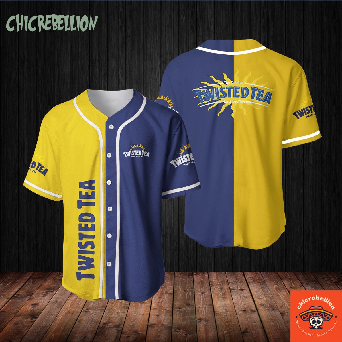 Blue and Yellow Twisted Tea Baseball Jersey, Twisted Tea Jersey Shirt ...